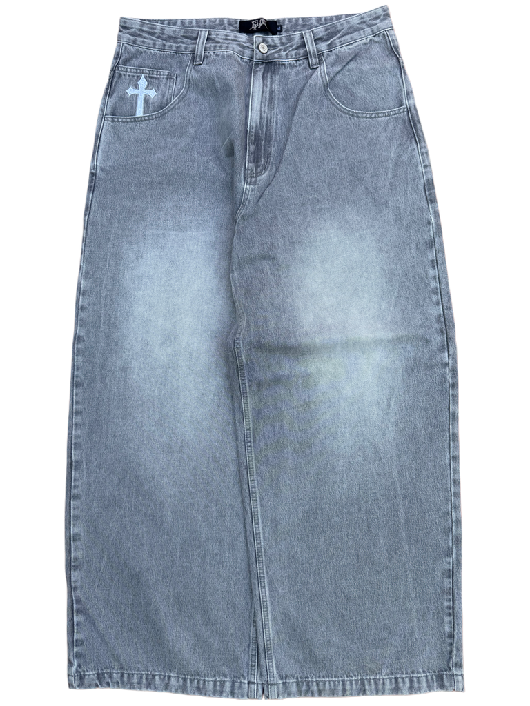 Grey Wash Wide Leg GLOE Cross Jeans v2 – Gloe Product, Inc.